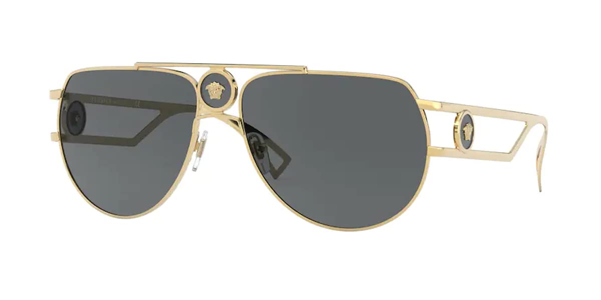 Versace VE2225 10016G 60MM Gunmetal/Grey Mirror SIlver Pilot Sunglasses for Men + BUNDLE With Designer iWear Eyewear Kit