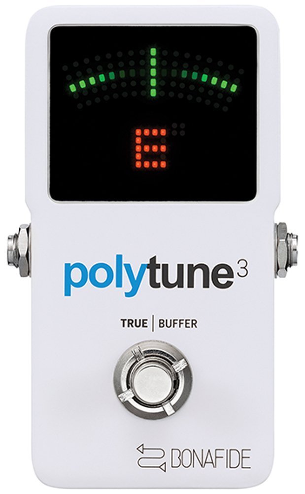 TC Electronic 966130001 PolyTune 3 Polyphonic LED Guitar Tuner Pedal with ac adapter and a Pair of Pedalboard Patch Cables
