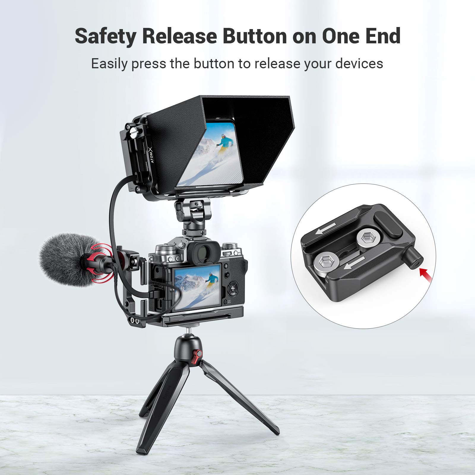 SmallRig Cold Shoe Mount Adapter with Safety Release for Camera Cage Flash LED Monitor - BUC2806