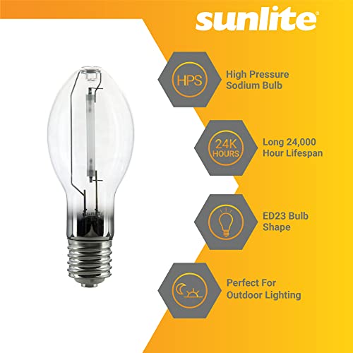 Sunlite 03625-SU LU70/MOG 70 Watt High Pressure Sodium Light Bulb, Mogul Base (E39), ANSI Code S62, 6300 Lumen, 24000 Life Hours, Clear, 2100K