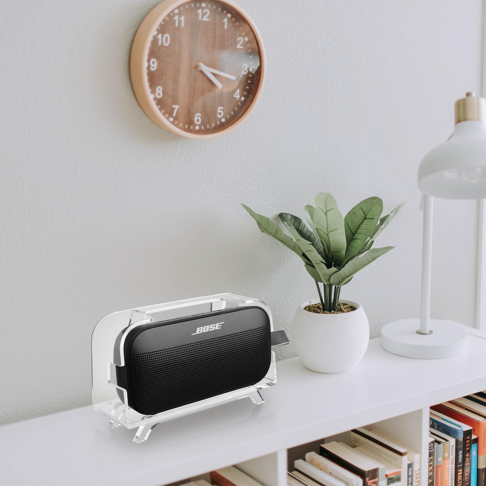 TXEsign Desktop Stand for Bose SoundLink Flex Bluetooth Speaker, Retro Table Holder Display Stand Base Mount Acrylic Speaker Stand Mount Base Bracket(Black)