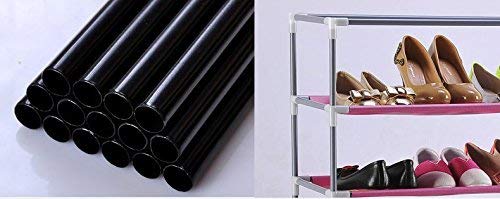 TXT&BAZ 36-Pairs Portable Shoe Rack Double Row with Nonwoven Fabric Cover (7-Tiers Grey)