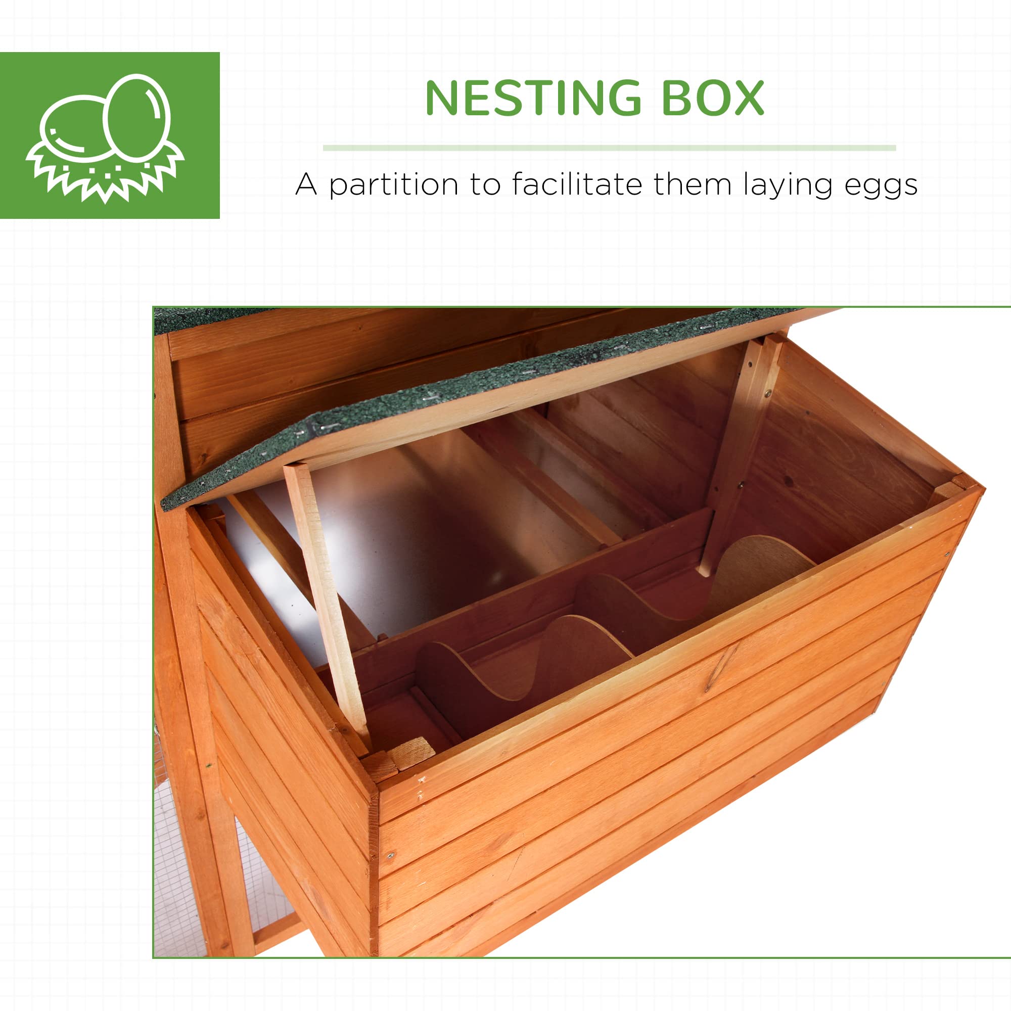 PawHut 64" Large Wooden Chicken Coop Kit With Outdoor Run And Nesting Box