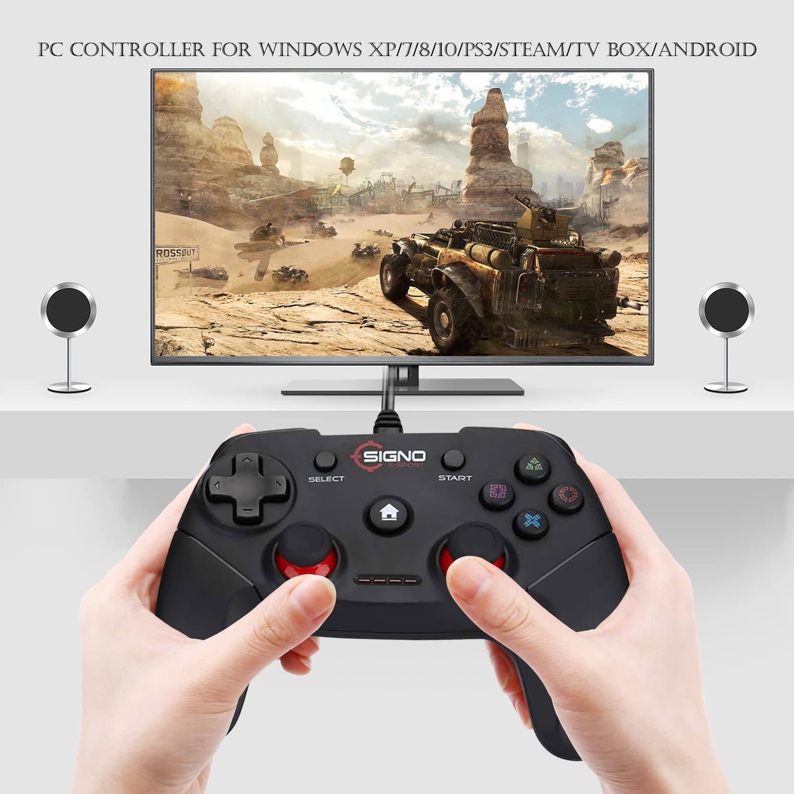TOPSTYLE PC Controller Wired Controller for PC Windows XP/7/8/10/PS3/Android/Steam/TV Box, USB 2.0 Controller, Plug and Play, Easy to Install