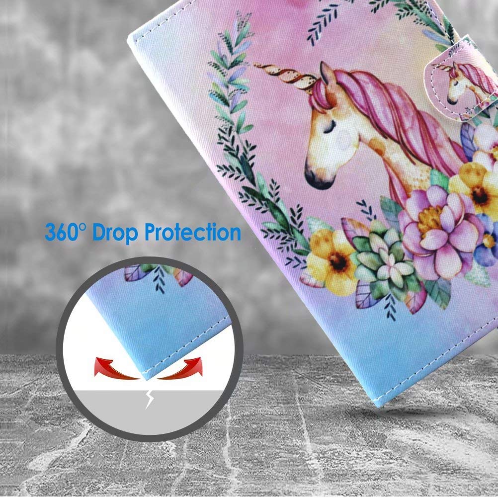 Universal 8.0" Tablet Case, AMOTIE Wallet Stand Cover Shockproof Case for iPad Mini 1 2 3 4 5/ Galaxy Tab E 8.0/ Tab A 8.0/ Fire HD 8 and More 7.5-8.5 inch Tablet, Pink Unicorn