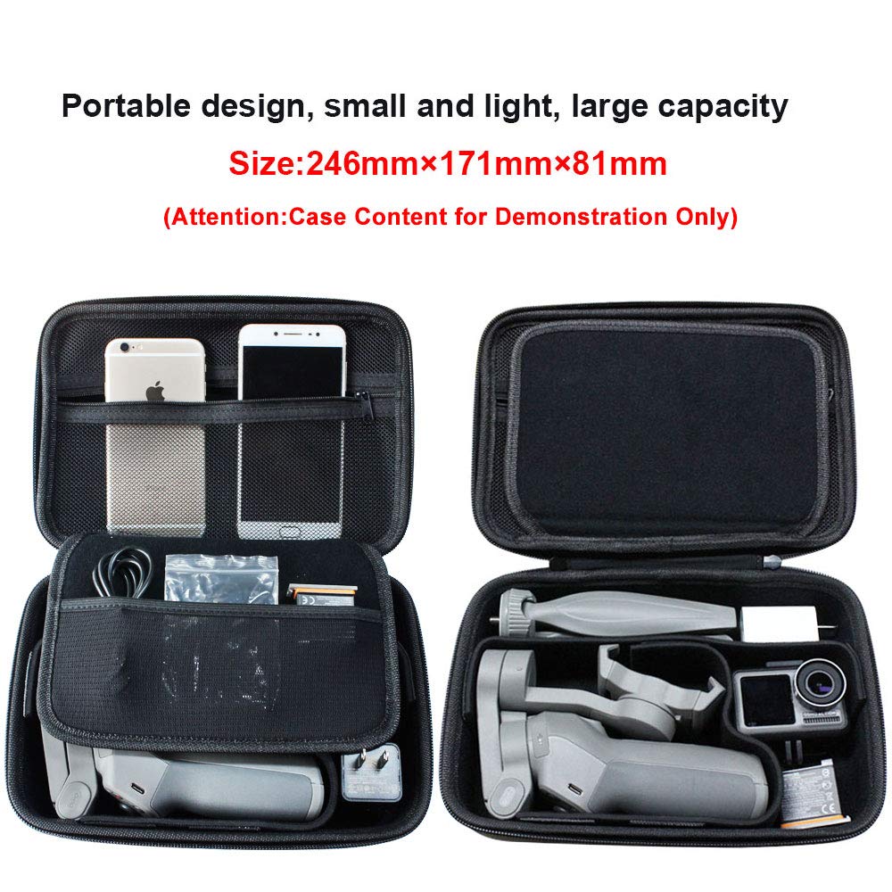 Sure RC OSMO Pocket 2 Mobile 5/4/3 Case and Tripod Bundle, Fits Gopro 11/ DJI OSMO Pocket 2, OSMO Action 3/2, Mobile 3/OM5 MO4 OM3; The Adjustable Grip Handle Tripod is Designed for DJI OSMO Mobile 3