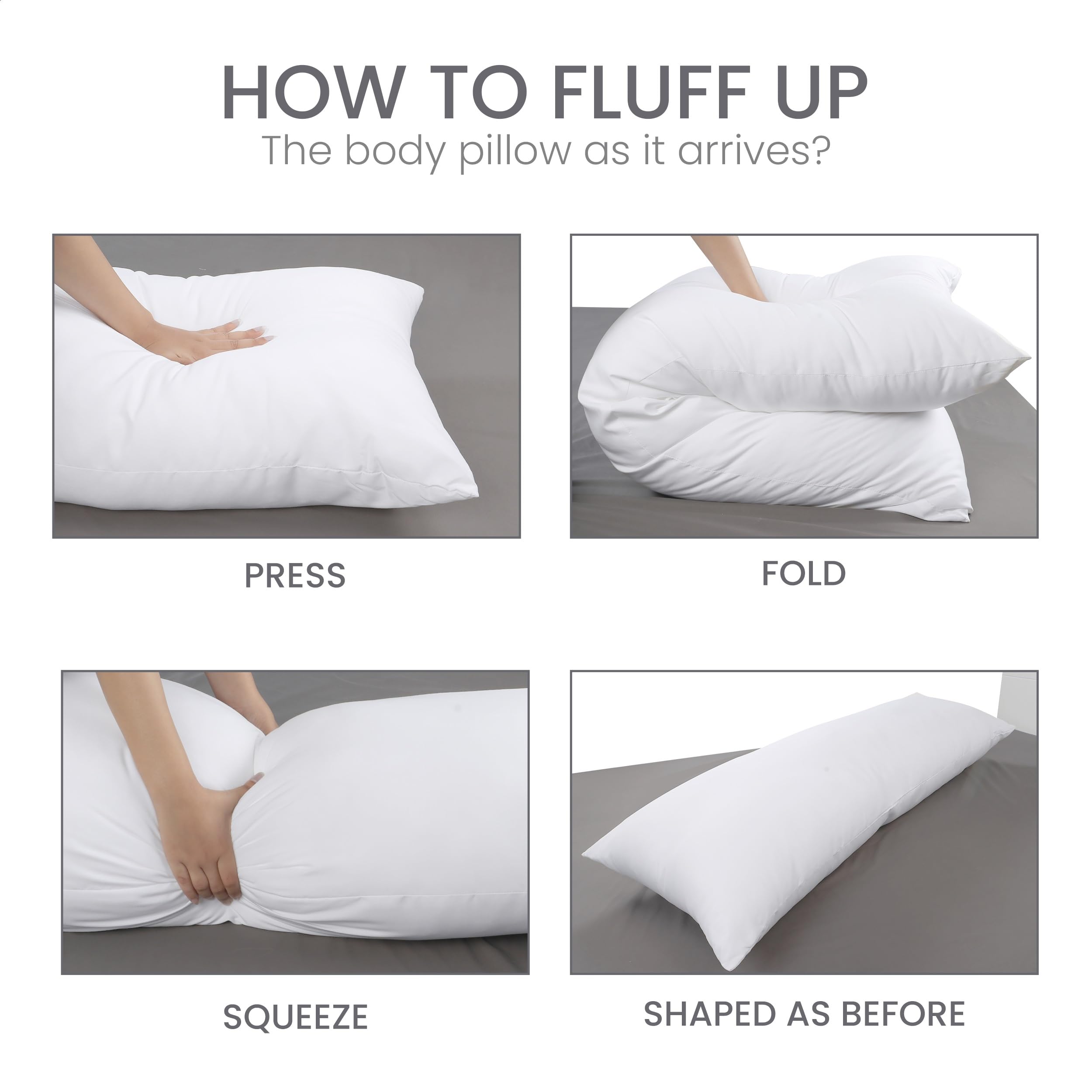 Utopia Bedding Full Body Pillow for Adults (Pack of 6, White), 20 x 54 Inch Long Pillow for Sleeping, Large Pillow Insert for Side Sleepers