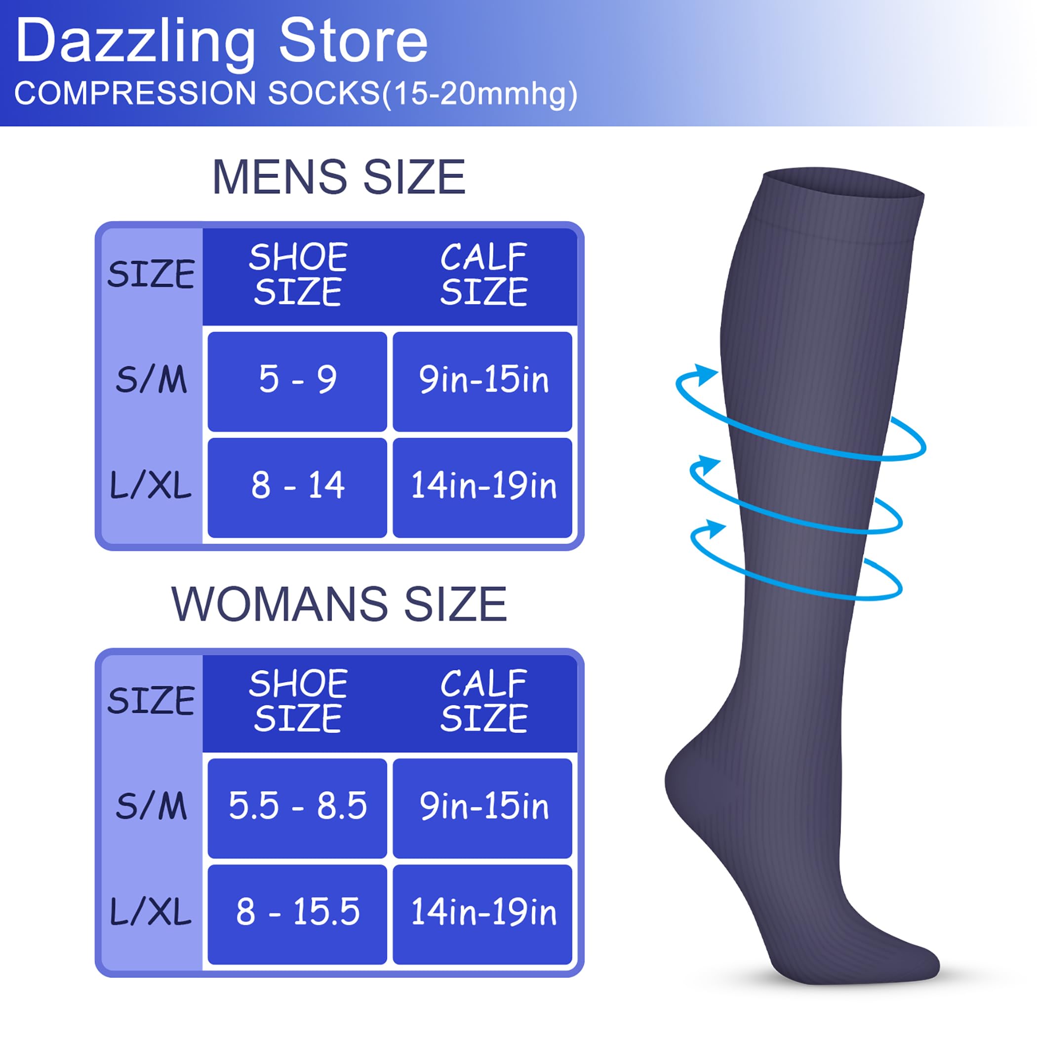WITHYOU Compression Socks (7 Pairs), 15-20 mmHg is Best Athletic for Men & Women, Running, Flight, Travel, Pregnant - Boost Performance, Blood Circulation & Recovery