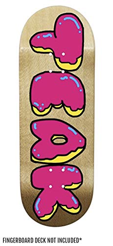 Teak Tuning Fingerboard Deck Graphic, Donut Teak Logo, White" - Adhesive Graphics to Customize Your 35mm - 110mm Long, 35mm Wide - Waterproof Vinyl - Includes Mini File
