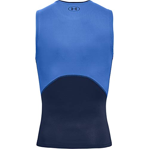Under Armour Heatgear Rush 2.0 Compression Sleeveless T-shirt, Blue Circuit (436)/Black, Large