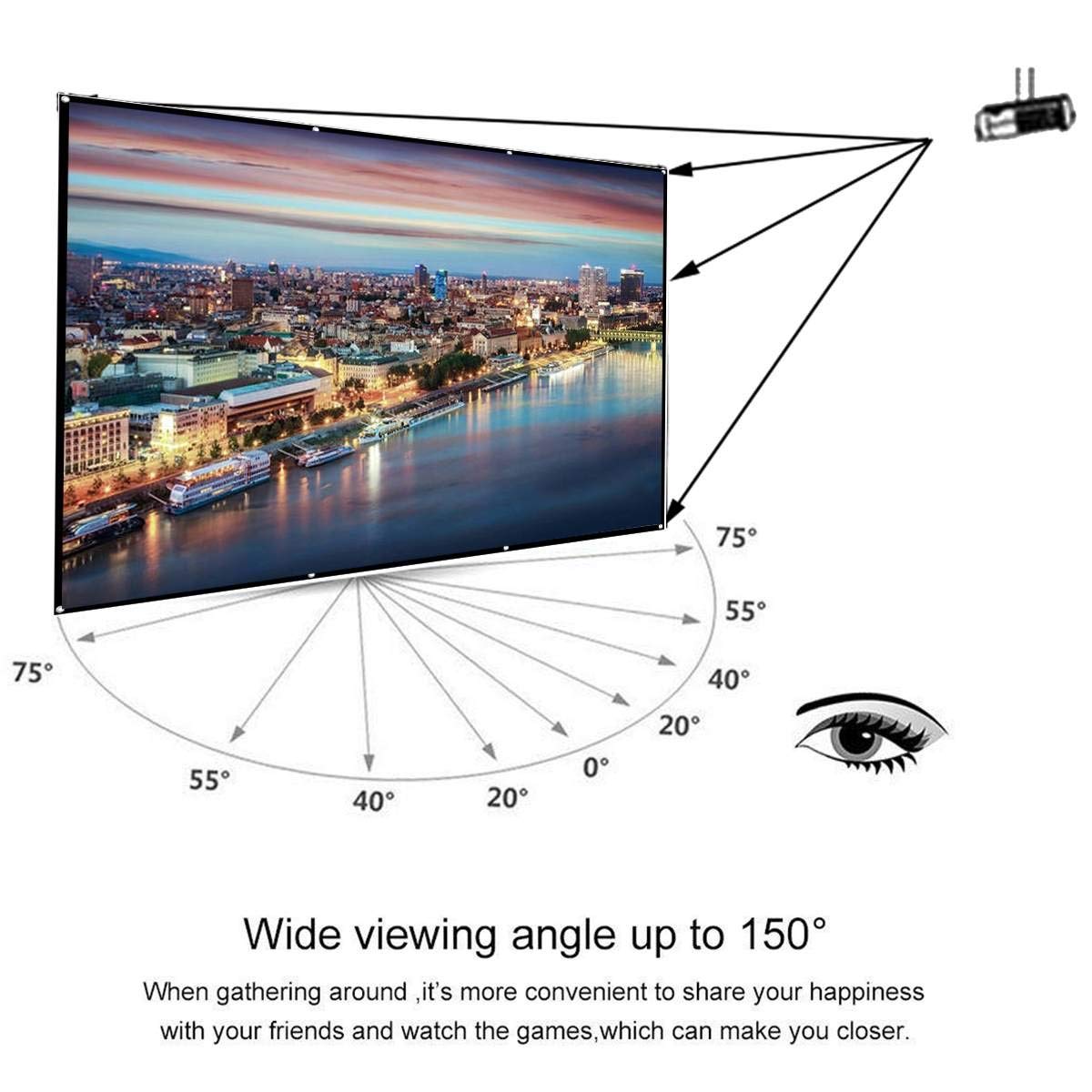 XDDCDH Folding Projector Screen Portable Home Outdoor KTV Office 3D Projector Screen Projection Screen 60/72/84/100/120 Inch (Size : 60 inch)