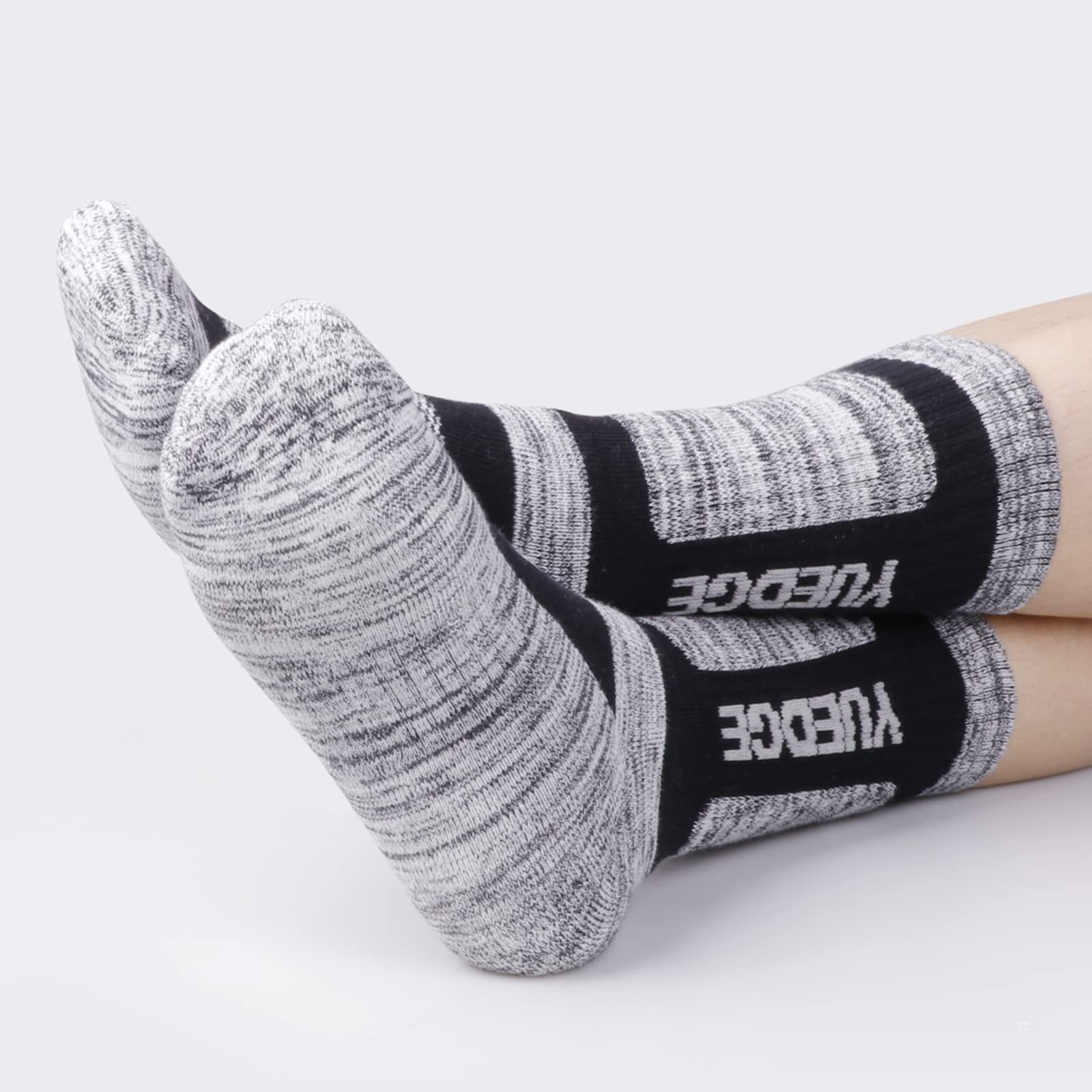 YUEDGE Men's Performance Cotton Moisture Wicking Sports Hiking Workout Training Cushion Crew Socks For Men 9-12, 5 Paris