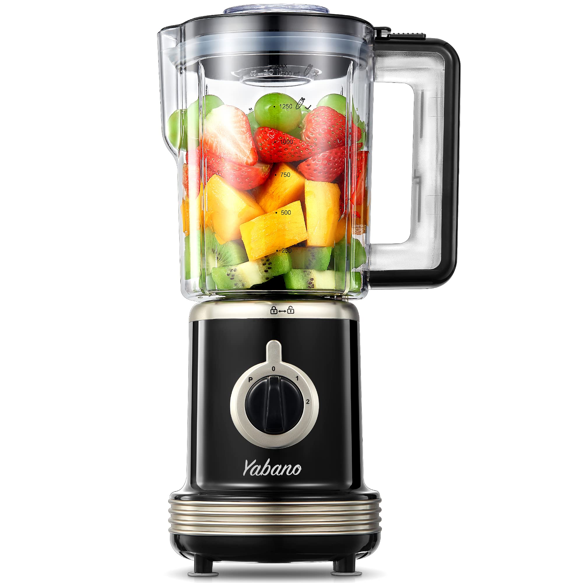 Yabano Countertop Blenders for Kitchen, Professional Electric Blender for Shakes and Smoothies, 2 Adjustable Speeds & Pulse Function, 6 Stainless Steel Blades & 50oz Jar, BPA Free, Easy to Clean