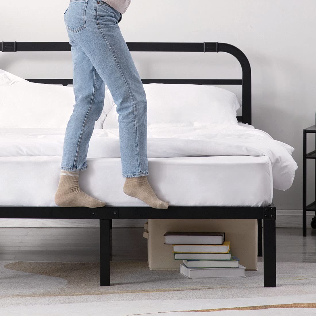 TATAGO 14 Inch King Bed Frame with Headboard, Heavy Duty Metal Platform Mattress Foundation, 3500lbs Max Weight Capacity, No Noise and No Box Spring Needed