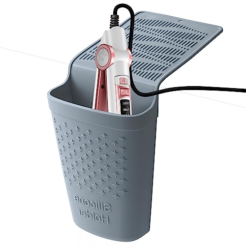 ZAKRA Flat Iron/Curling Iron/Hair Straightene/Hot Hair Tools Holder, Silicone Heat Resistant Mat Pouch Organizer.(Grey)