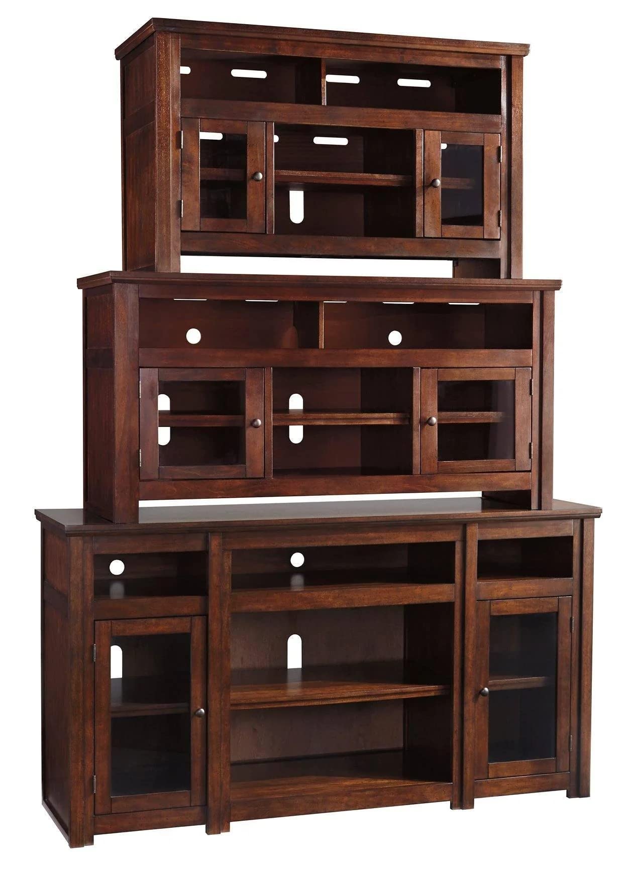 Signature Design by Ashley Harpan Traditional TV Stand Fits TVs up to 58", Adjustable Shelf and 2 Cabinets For Storage, Brown