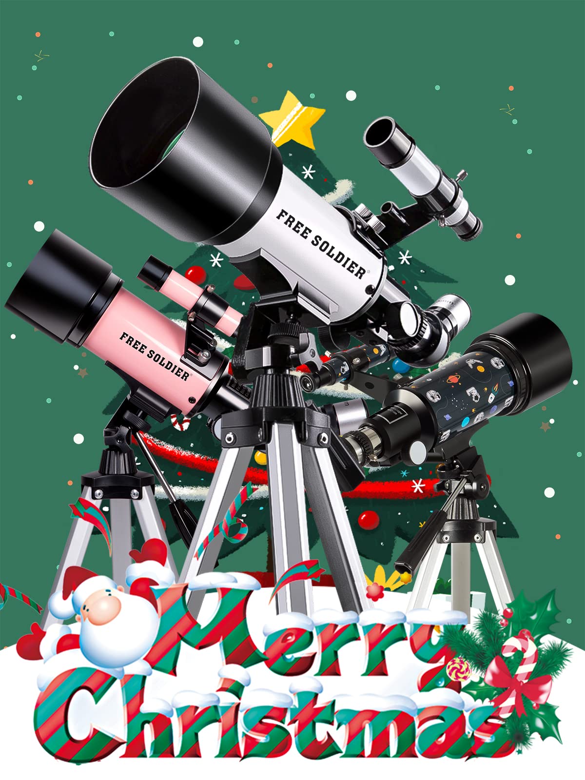 Telescope for Kids Adults Astronomy Beginners over 8 Years Old, 70mm Aperture Astronomical Refractor Telescopes with Phone Adapter & Wireless Remote, Astronomy Space for Christmas Birthday