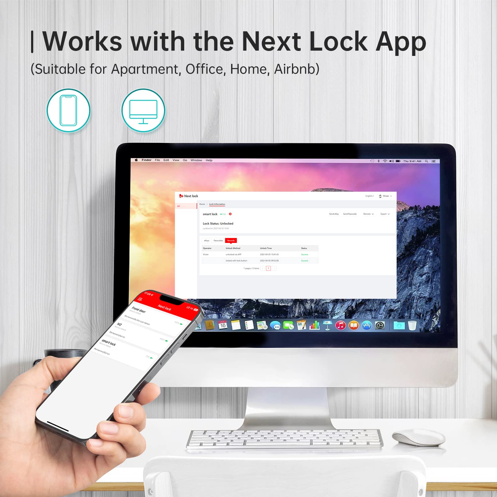 Smart Deadbolt Keyless Keypad Lock: Hornbill Smart Locks for Front Door, Digital Electronic Door Lock, Bluetooth Code Door Locks for Front Door