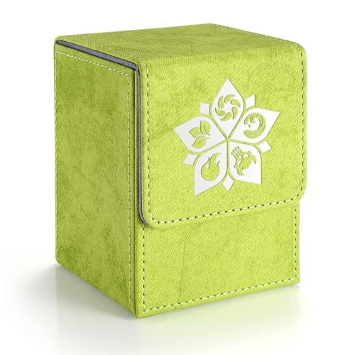 ULTRGEE Deck Box for MTG, MTG Deck Box Fits 110 Single Sleeved Commander Cards, Trading Card Storage Case with 2 Dividers - Grass