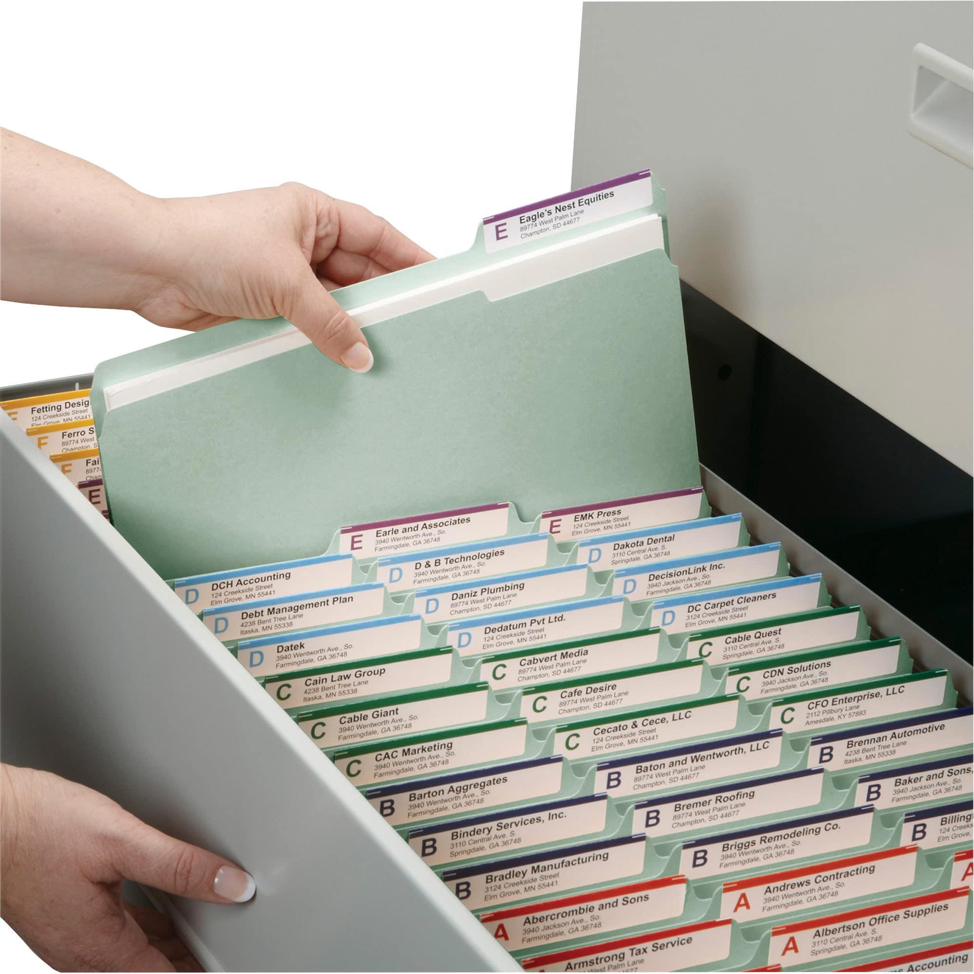 Smead 100% Recycled Pressboard Fastener File Folder, 2 Fasteners, 1/3-Cut Tab, 1" Expansion, Letter Size, Gray/Green, 25 per Box (15003)