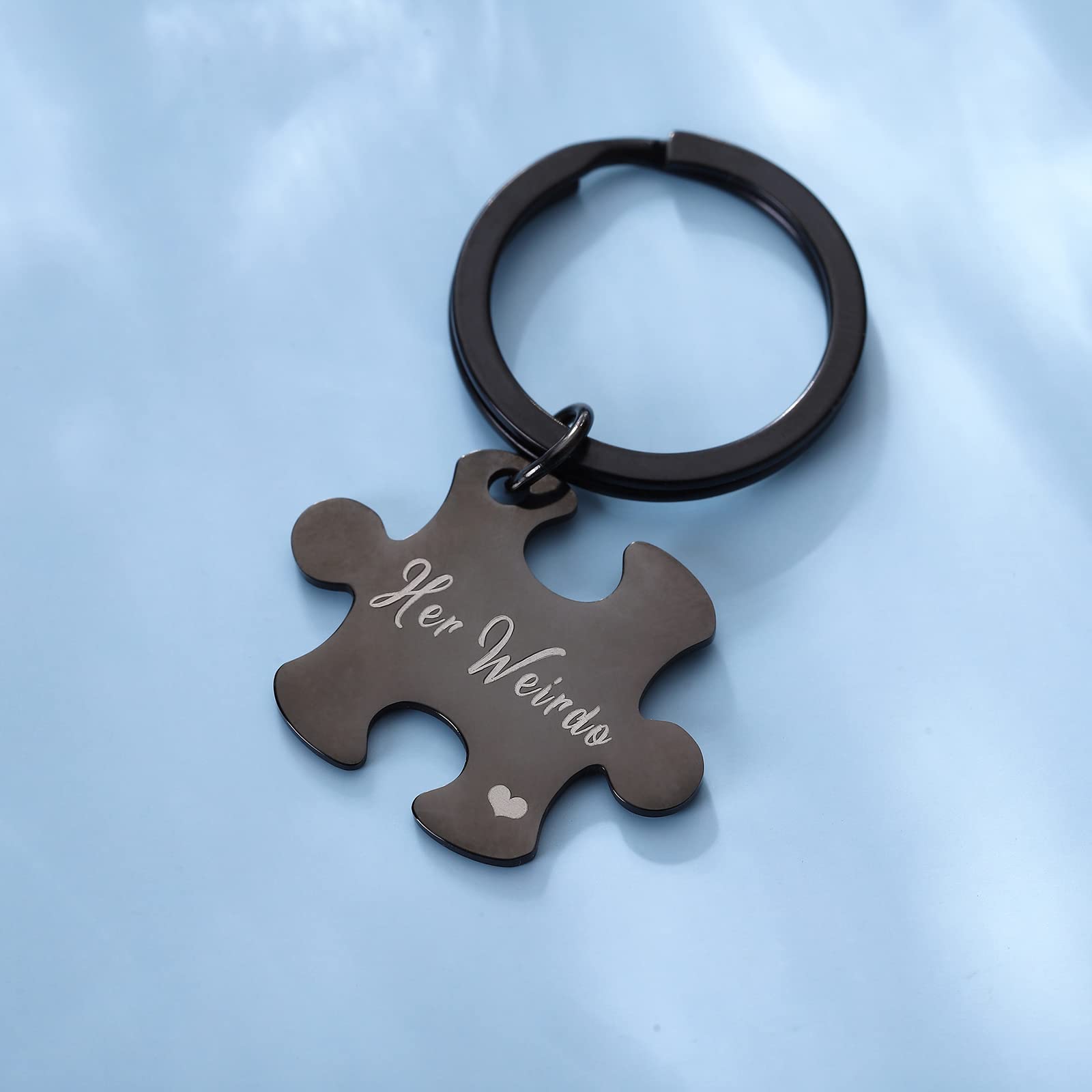 Tyniffer Couples Keychain Gift for Boyfriend Girlfriend,Valentines Day Gifts for Him/Her,His Crazy Her Weirdo Matching Keychain Gift (Silver & Black)
