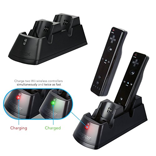 PDP Gaming Energizer Dual Wii Controller Charging System, Rechargeable Battery Packs: Black - Wii, Wii U