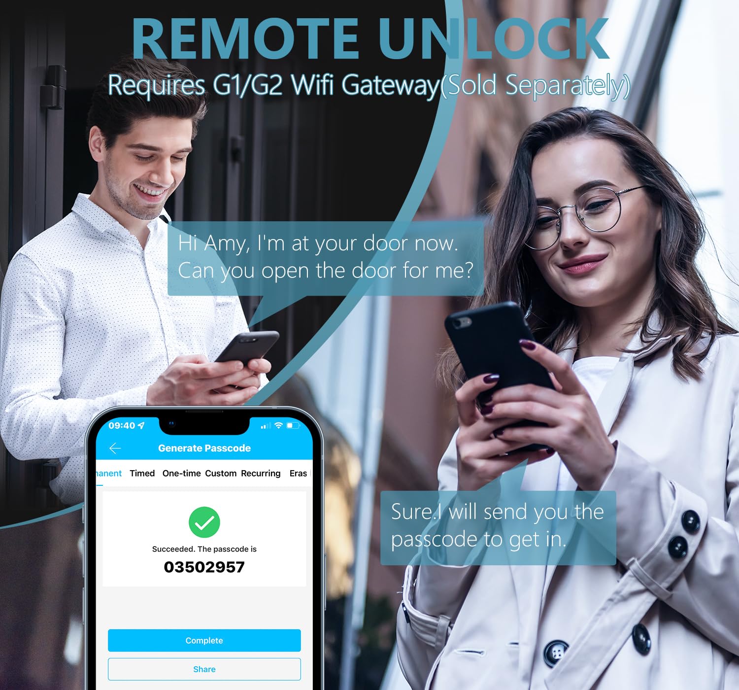 Smart Locks for Front Door: Keyless Entry Door Lock, Electronic Keypad Fingerprint Door Lock with 6-in-1 Unlock - Fingerprint, Bluetooth, Code, IC Card, Key, Remote Unlock