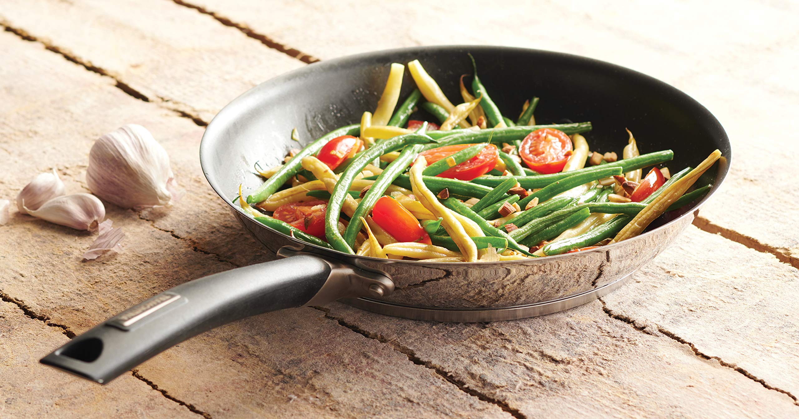 Tramontina Duo Fry Pan with Nonstick Interior Stainless Steel 10 inch, 80154/064DS