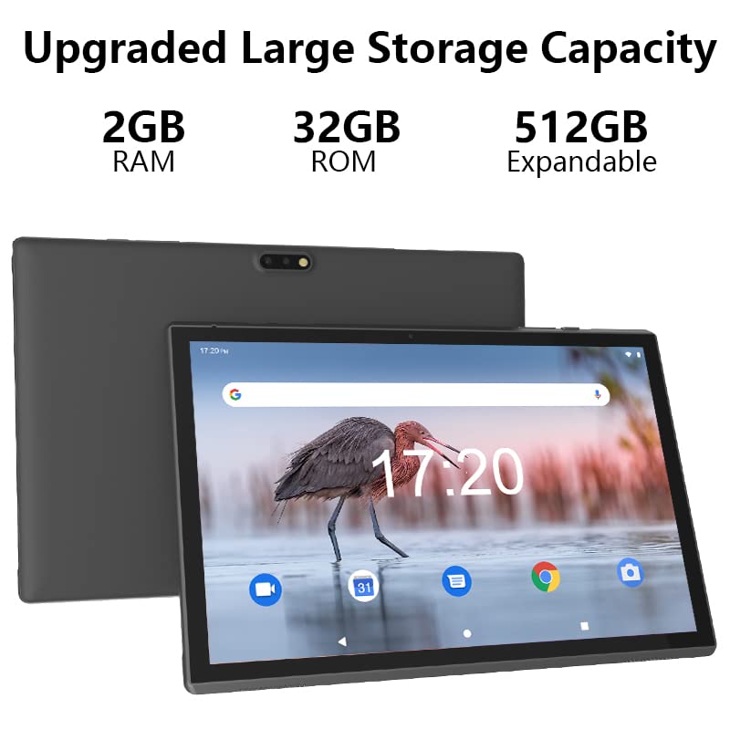 Tablet 10 Inch Android 11 Tablets With Case, 2GB RAM+32GB ROM+512GB Expand,6000mah Battery, Quad-Core Processor Tableta, 8MP Dual Camera WiFi 10.1'' IPS HD Touch Screen Incloud Case Screen Flim Stylus