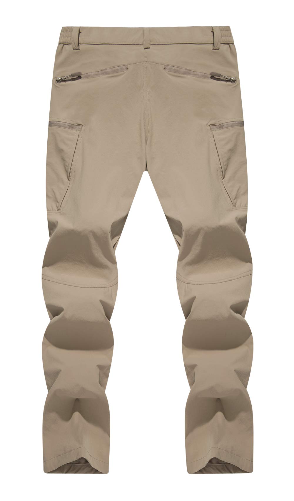 TACVASEN Men's Quick-Dry Pants Water-Resistant 8 Pockets Ripstop Hiking Pants Khaki, 32