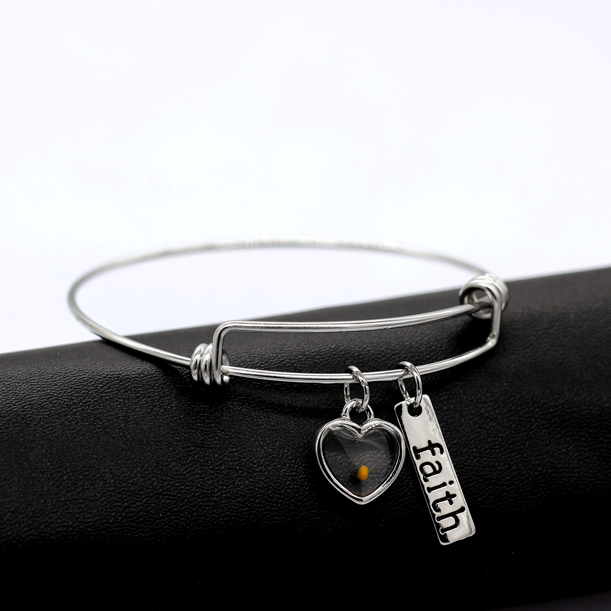 Uloveido Christian Faith Extendable Bracelet Bangle, Stainless Steel, Mustard Seed Bracelets, Christian Inspirational Gifts 2.5inch