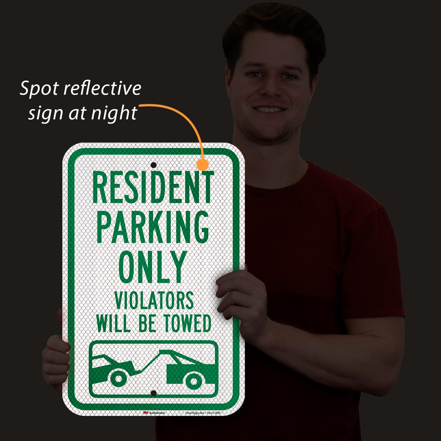 SmartSign "Resident Parking Only, Violators Towed" Sign | 12" x 18" 3M Diamond Grade Reflective Aluminum