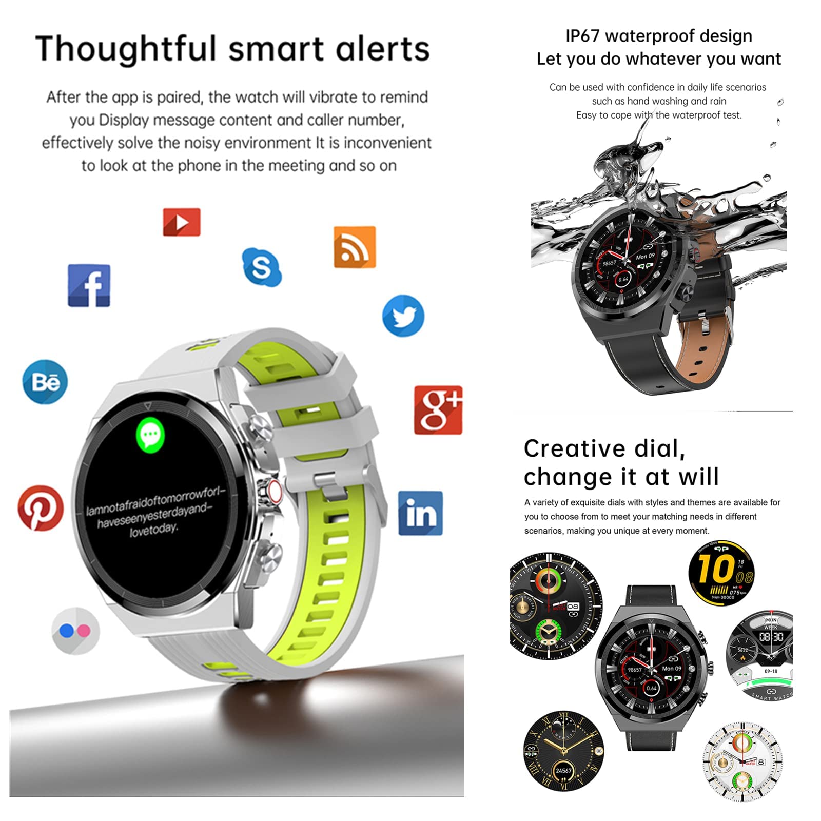 Tuanzi JM08 2 in 1 Smart Watch with Earbuds 1.28" Smartwatch TWS HiFi Stereo Wireless Headset Combo Bluetooth Phone Call for Android iOS (Silver Silicone)
