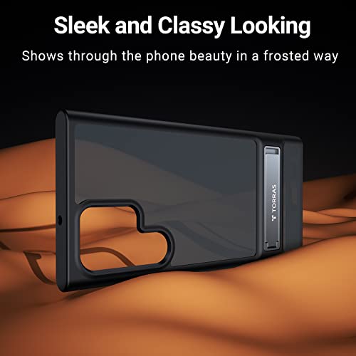 𝙏𝙊𝙍𝙍𝘼𝙎 MarsClimber Designed for Samsung Galaxy S22 Ultra Case 6.8'' [3 Stand Ways Metal Kickstand] [8FT Military Shockproof Protection] Translucent Matte for Samsung S22 Ultra Case Mystic Black