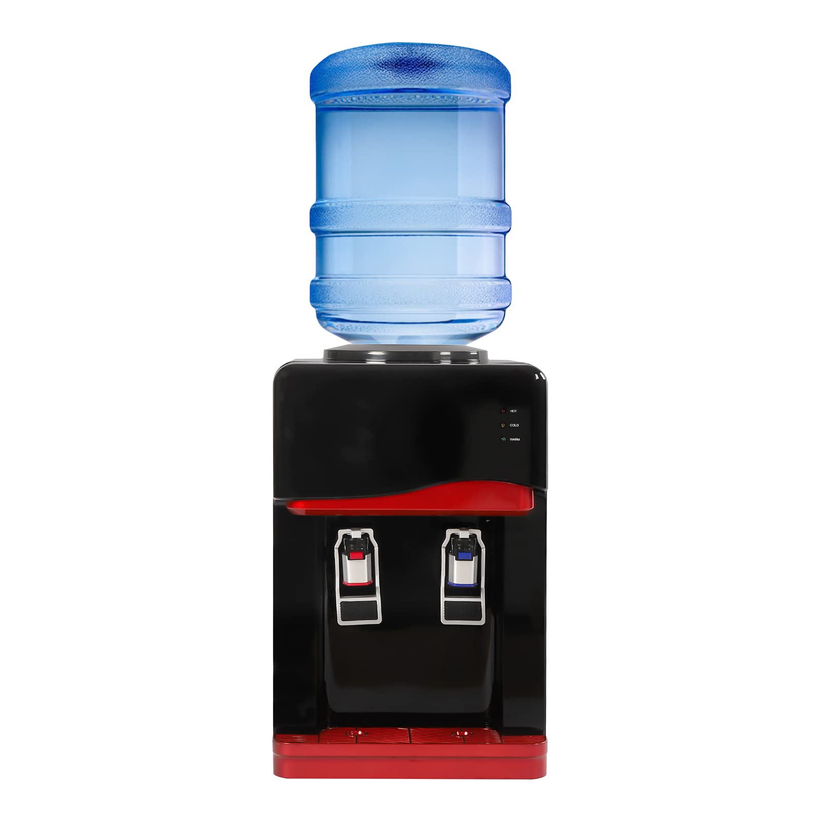 Top Loading Water Cooler Dispenser with Child Safety Lock, 3 or 5 Gallon Countertop Hot and Cold Water Dispenser - 304 Stainless Steel Liner, Ideal for Home, Bedside, Kids room (Black)
