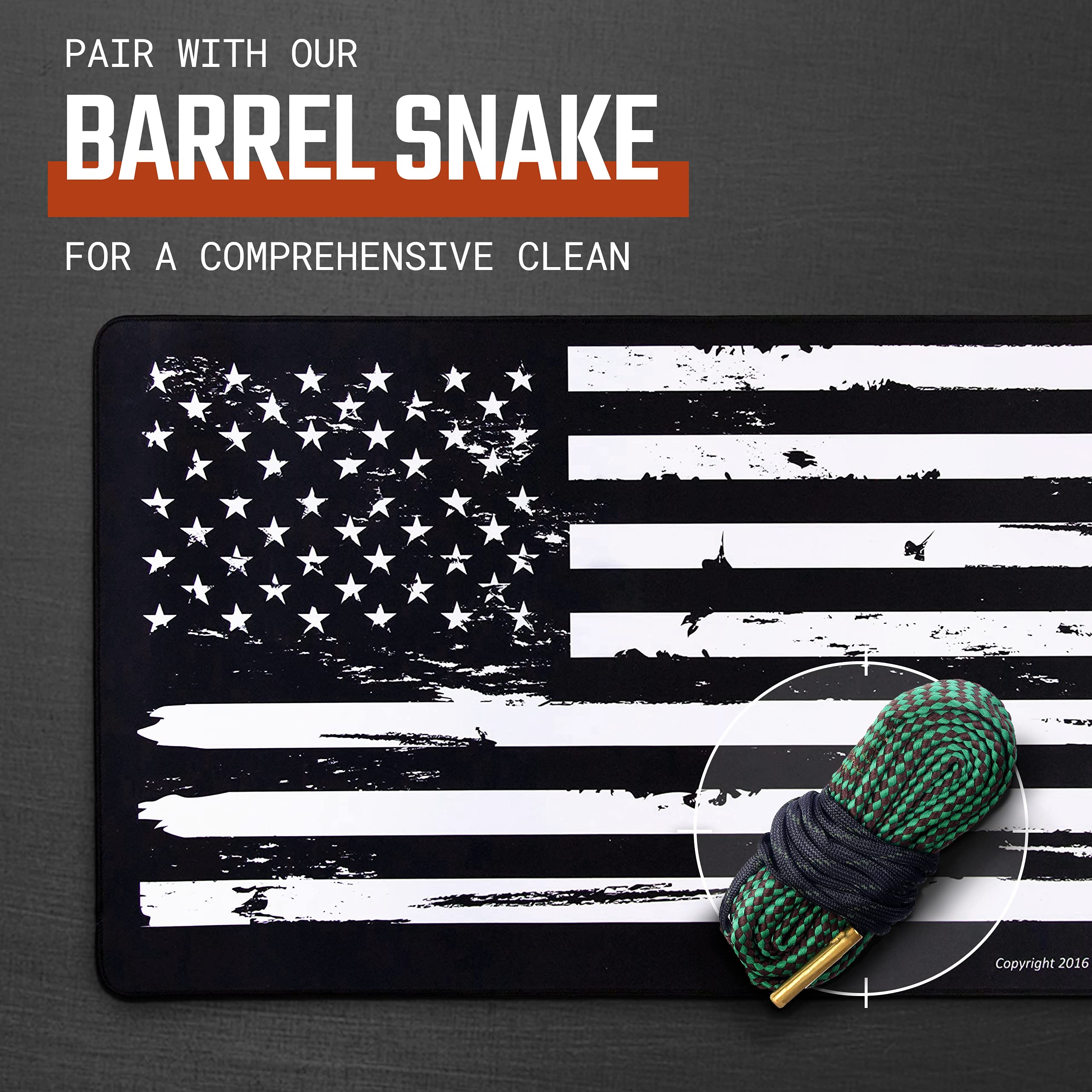 Ultimate Rifle Build Gun Cleaning Mat - Non-Slip Pad with Distressed US Flag Design for Gun Cleaning Supplies- Large (28x16β)