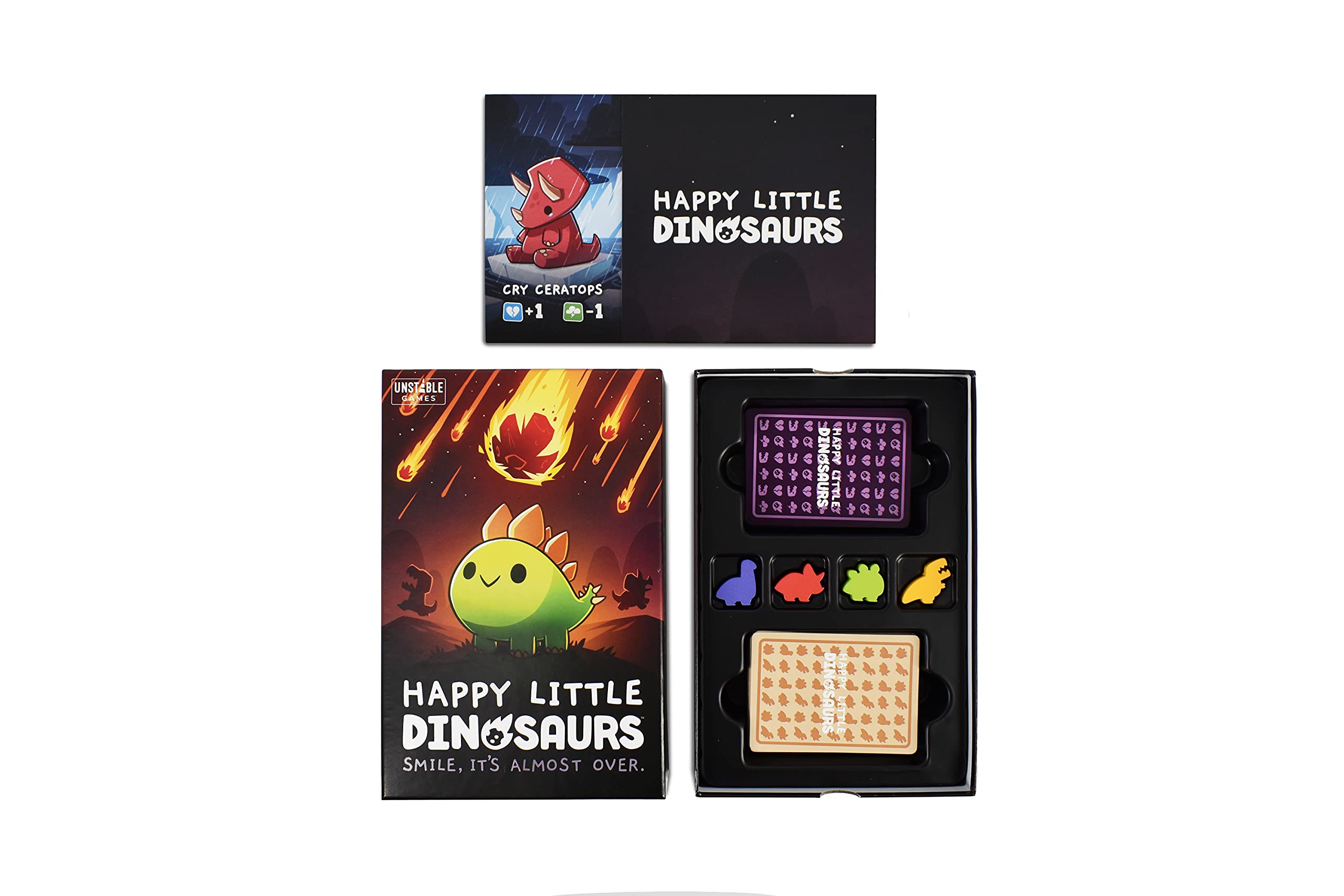 Unstable Games - Happy Little Dinosaurs Base Game - Competitive Sabotage Funny Card Game For Kids, Teens, Adults - 2-4 Players, Hand Management