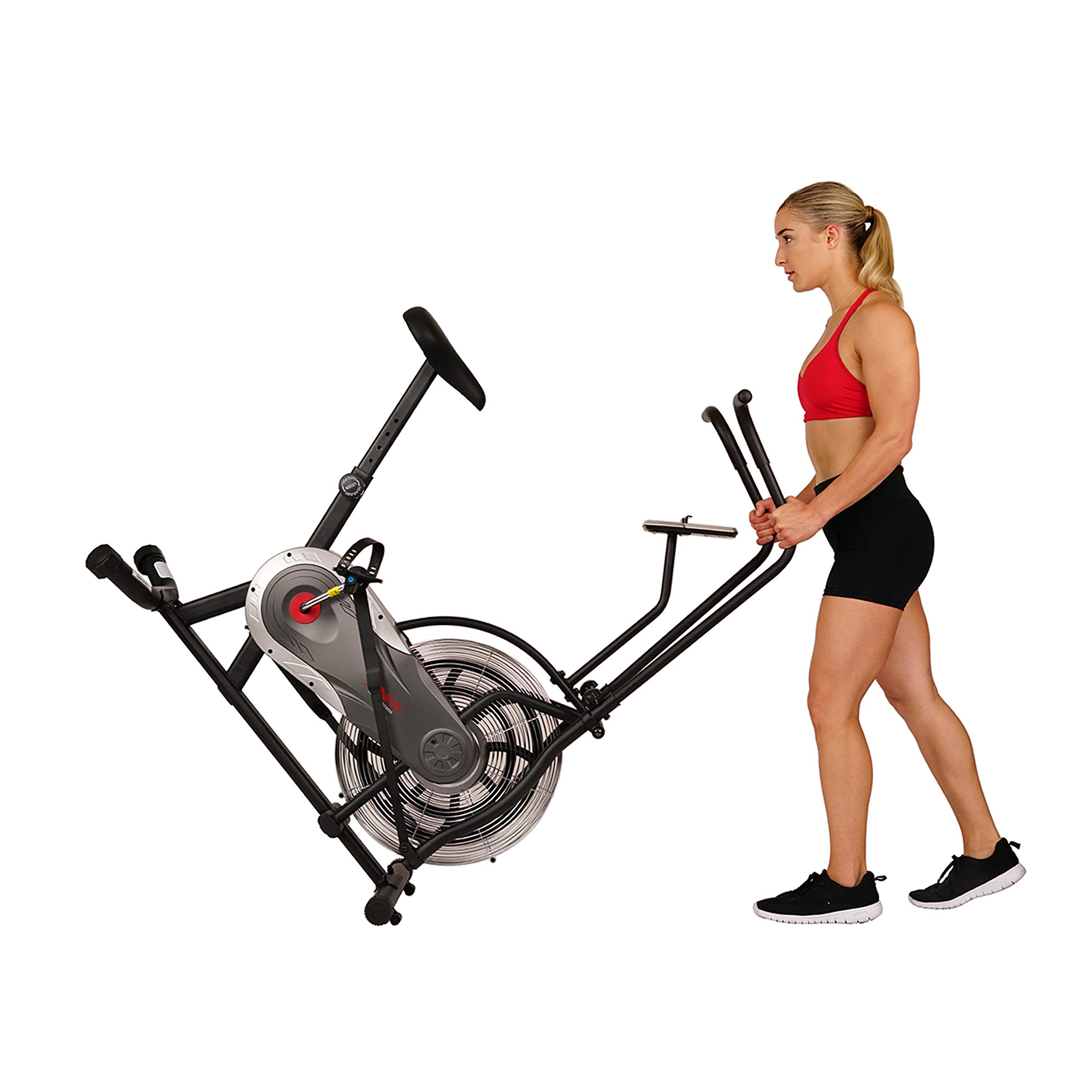 Sunny Health & Fitness Exercise Tornado Fan Air Bike with Bluetooth and Heart Rate Compatibility