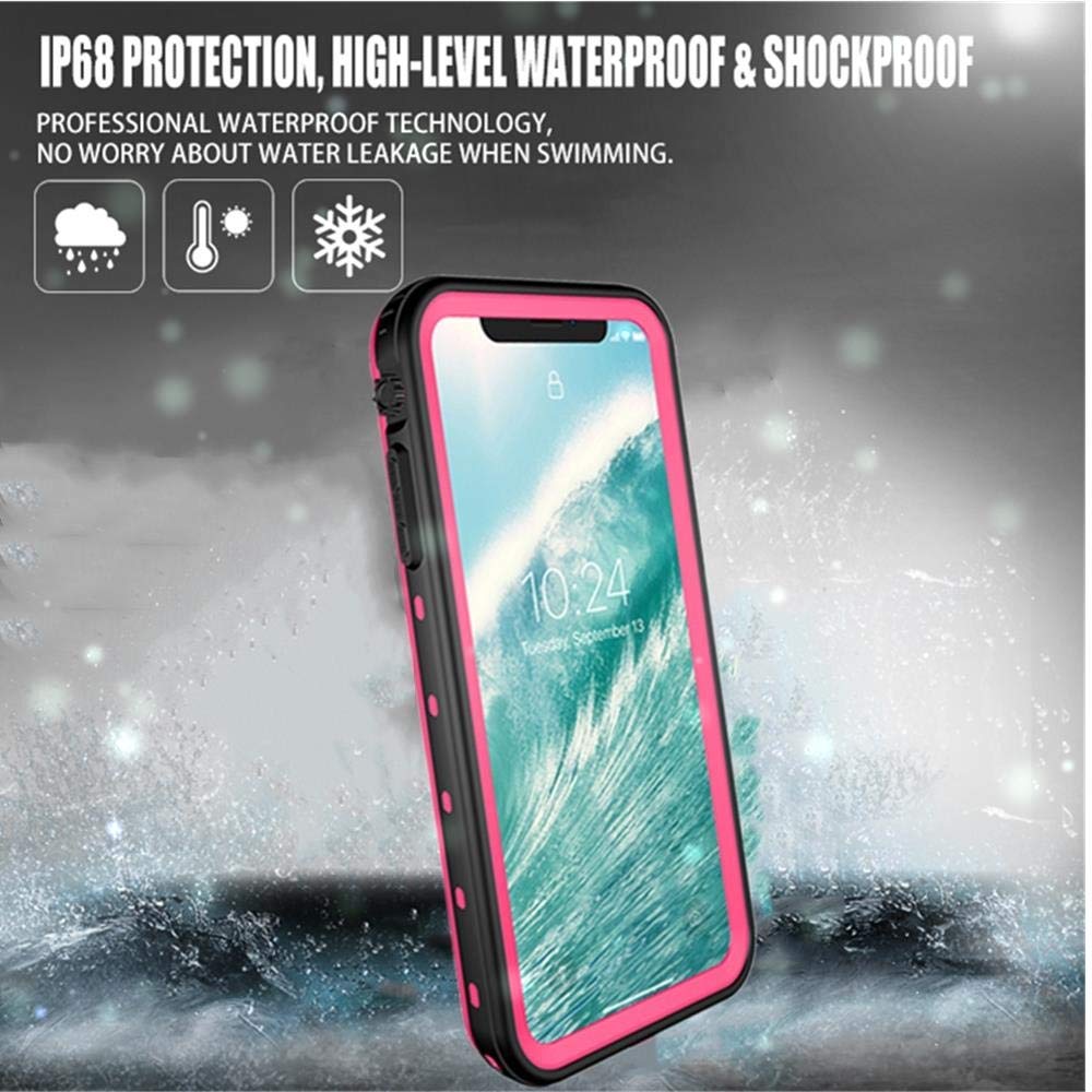 SpringRay iPhone Xs Max Waterproof Case IP68 Certified Shockproof Dustproof Snowproof Full Body Rugged Protective Cover with Built-in Screen Protector for iPhone Xs Max 2018 Released 6.5 inch (Pink)