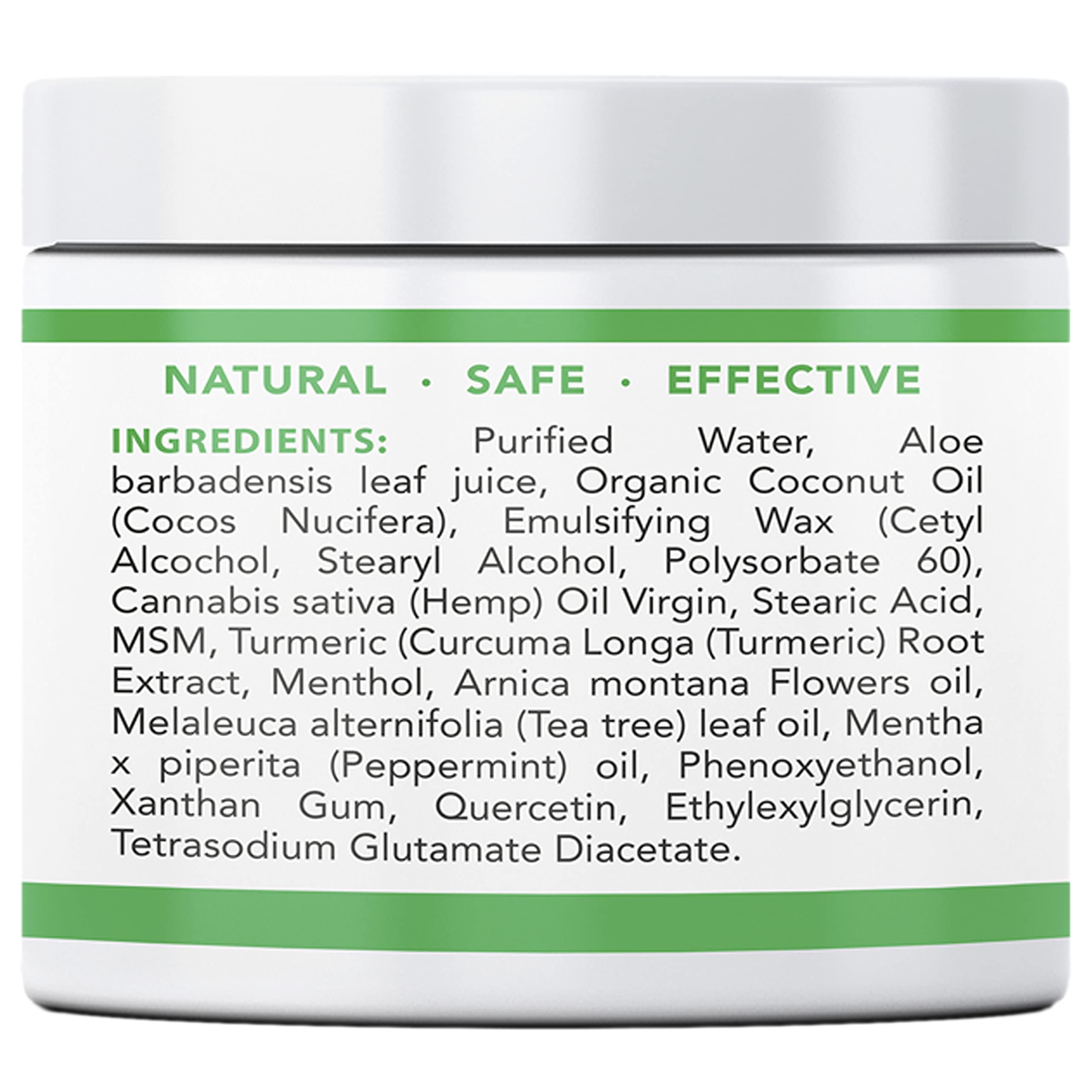Super Natural Goods Hemp Cream (8oz) Hemp Oil & Arnica Cream - Joint Muscle Shoulder Hip Neck Knee & Back - Made in USA - Turmeric Menthol Rub