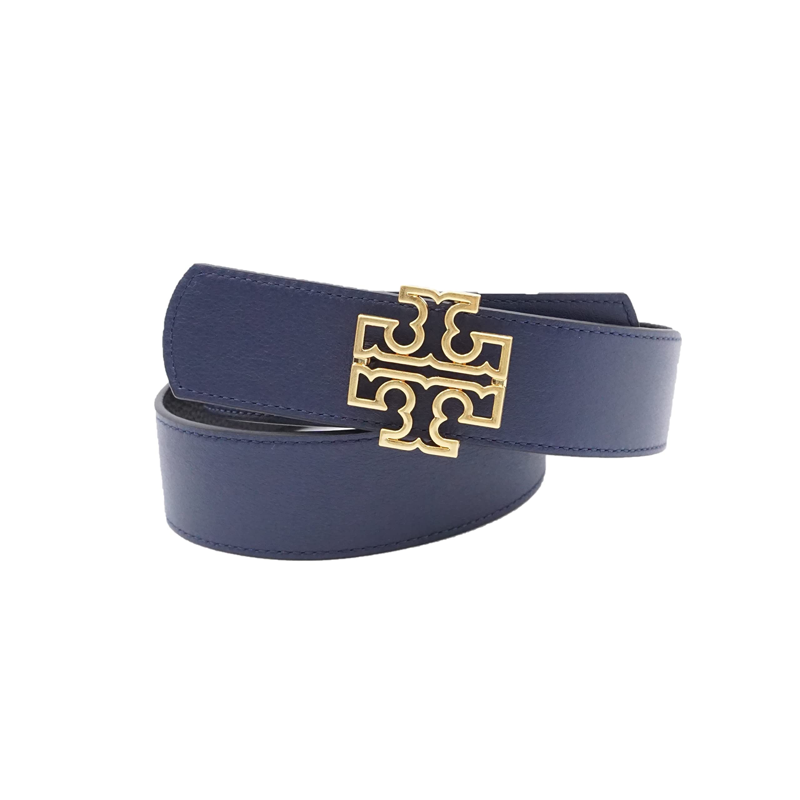 Tory Burch 84841 Black And Royal Navy Women's Reversible Britten Logo Belt 1.5'' (Small)