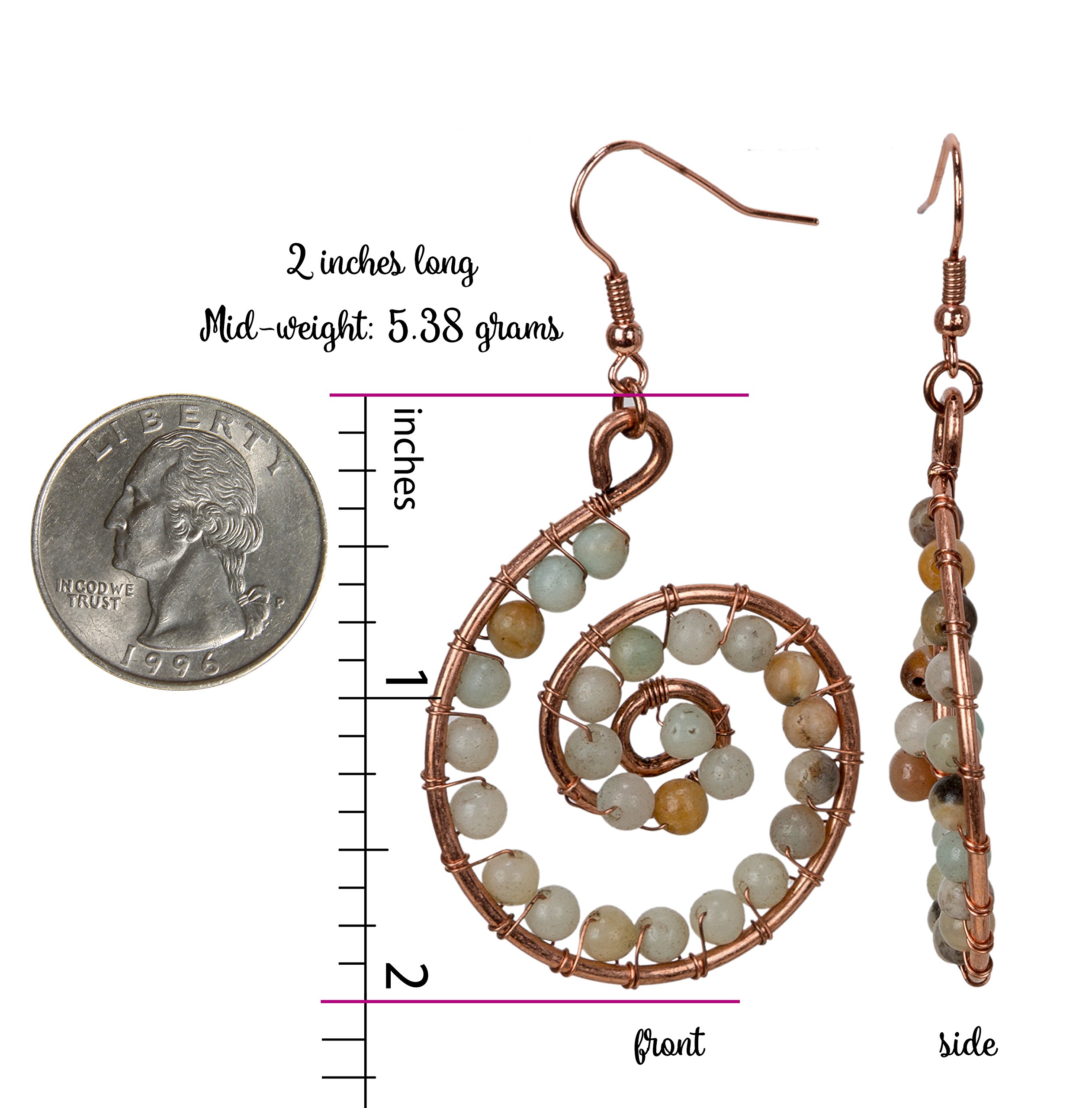 SPUNKYsoul Amazonite Bohemian Spiral Earrings for Women Swirl Hoop Tribal