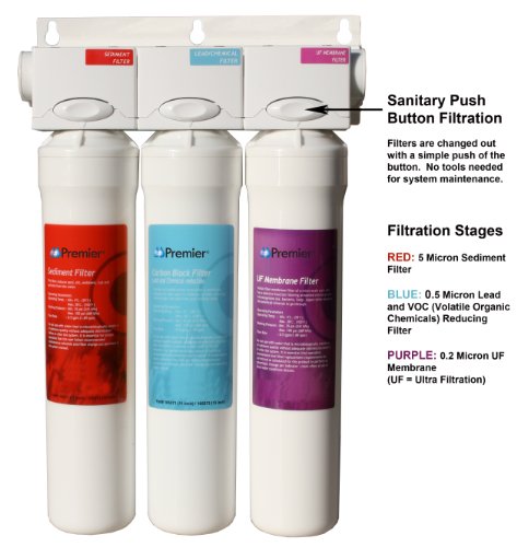 Watts Premier WP531130 Pure UF-3 Three-Stage Water Filtration System with Top Mount Twist Faucet, Brushed Nickel