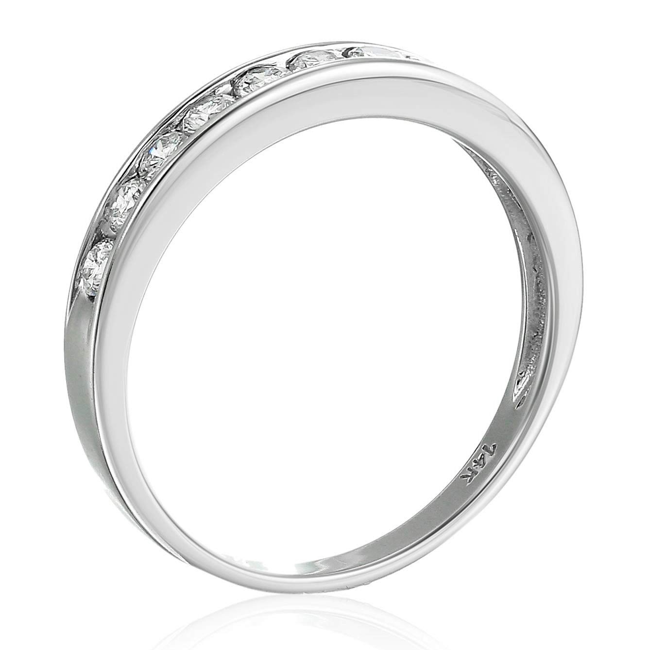 Vir Jewels 1/2 carat (ctw) Diamond Wedding Anniversary Band for Women, Half Eternity Round Diamond Engagement Ring 14K White Gold Channel Set 0.50 cttw, Size 4.5