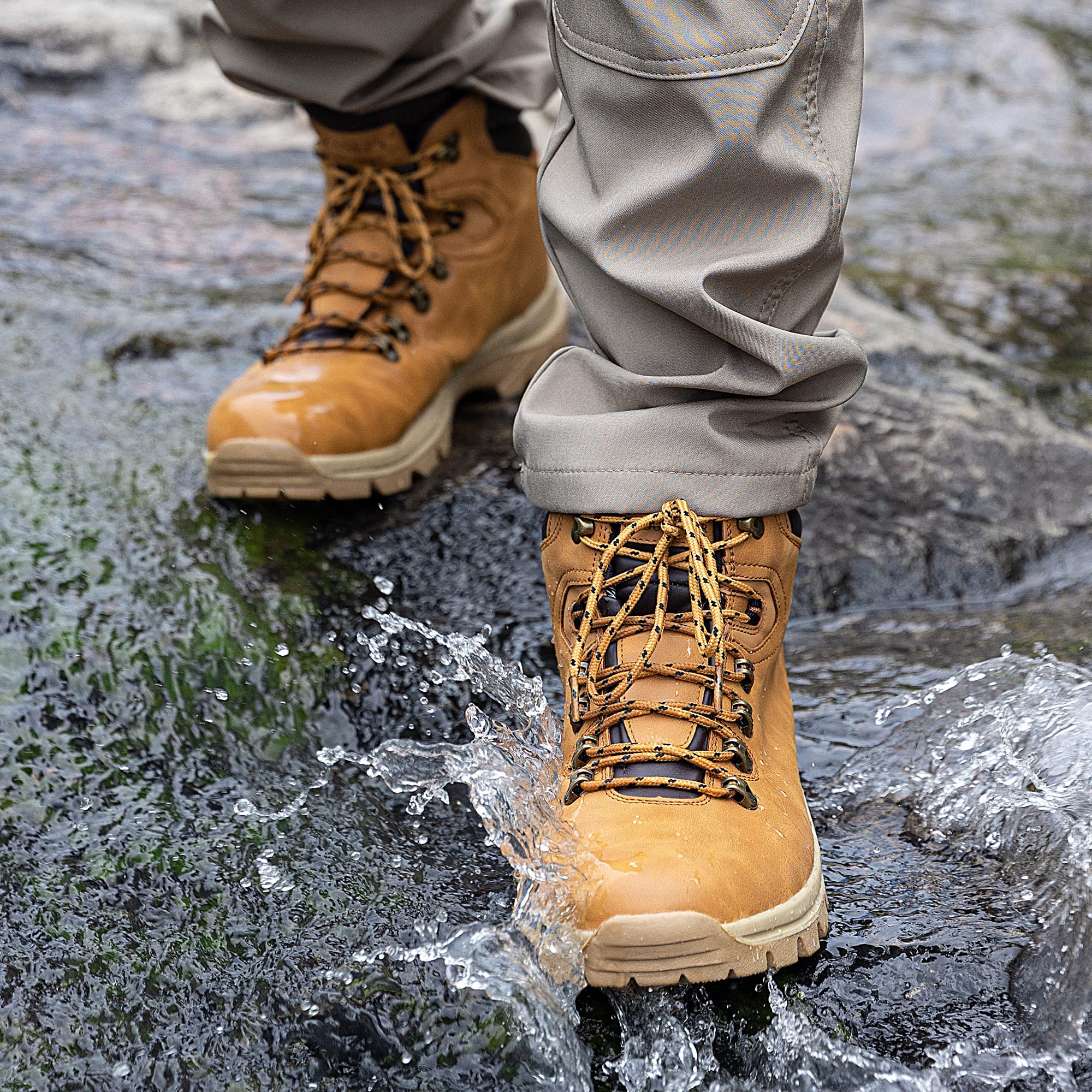 ZASEPY Men's Hiking Boots Waterproof Non-slip Lightweight Outdoor Mid Top Ankle Boot for Men Hiker Work All Weather Comfort