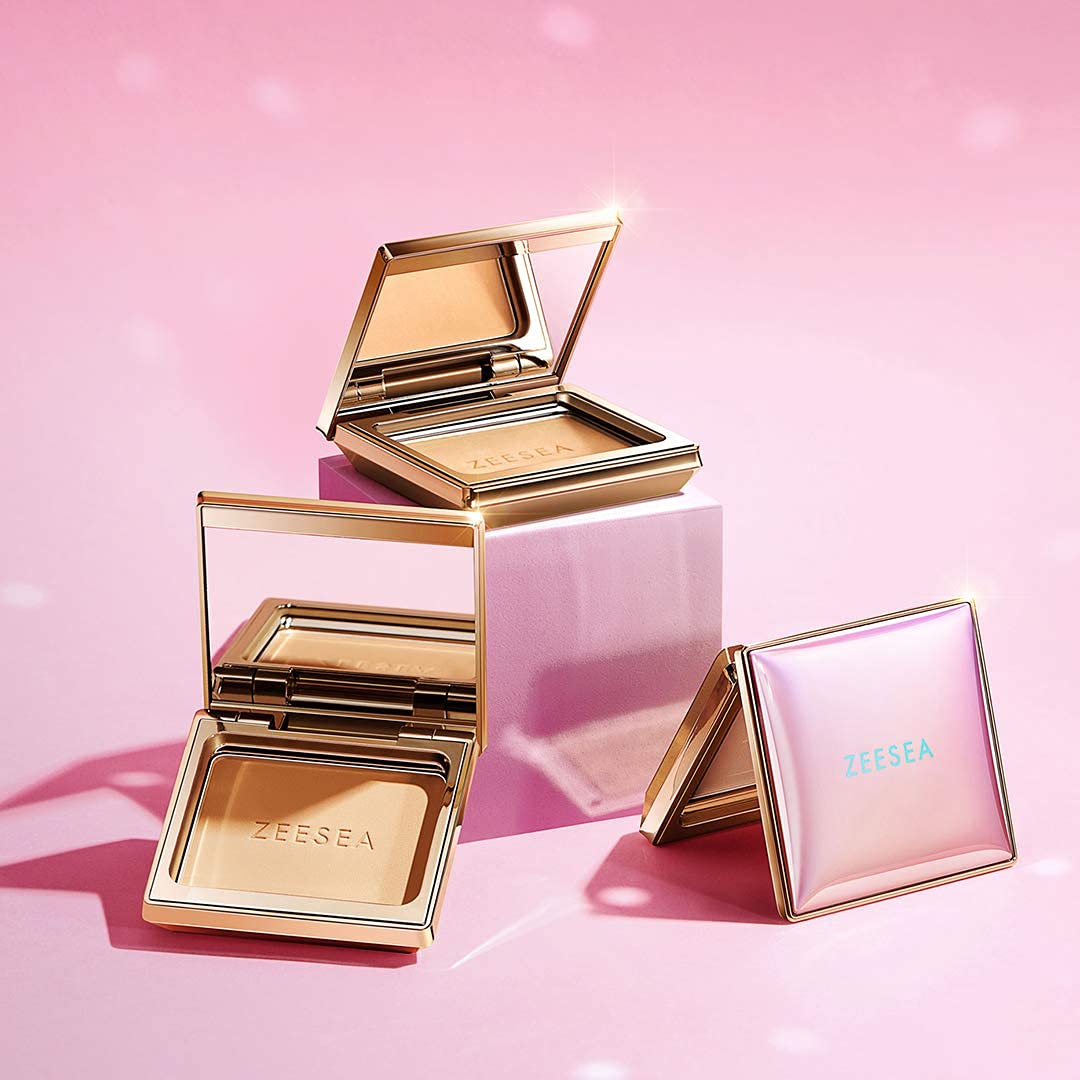 ZEESEA Pink Universe Series Pressed Powder, Matte Oil Control Lightweight Long Lasting Face Finishing Powder Compact (20# Sensitive Skin)