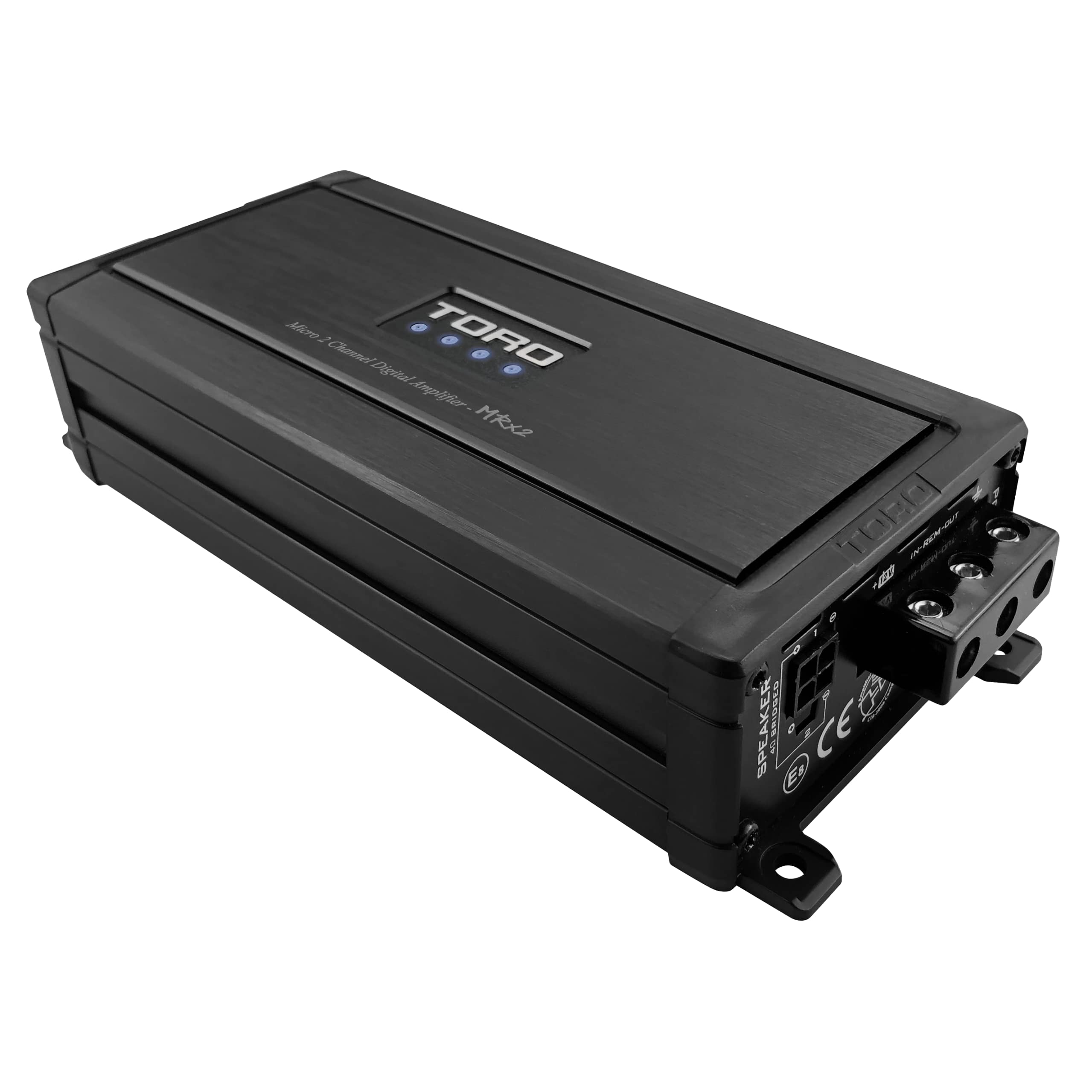 TORO TECH β MRx2, 110w x 2 RMS @ 4 Ohm β 150w x 2 RMS @ 2 Ohm Micro Sized Multi Channel Car Amplifier, Sound Quality Class D Design, Built-in Auto Sensing Turn-On, Full Range or Subwoofer Speaker