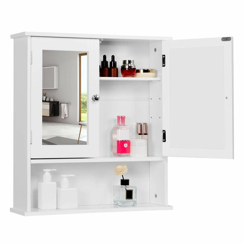 TBMAQ Bathroom Wall Mount Medicine Cabinet w/Adjustable Shelves 2 Mirror Door