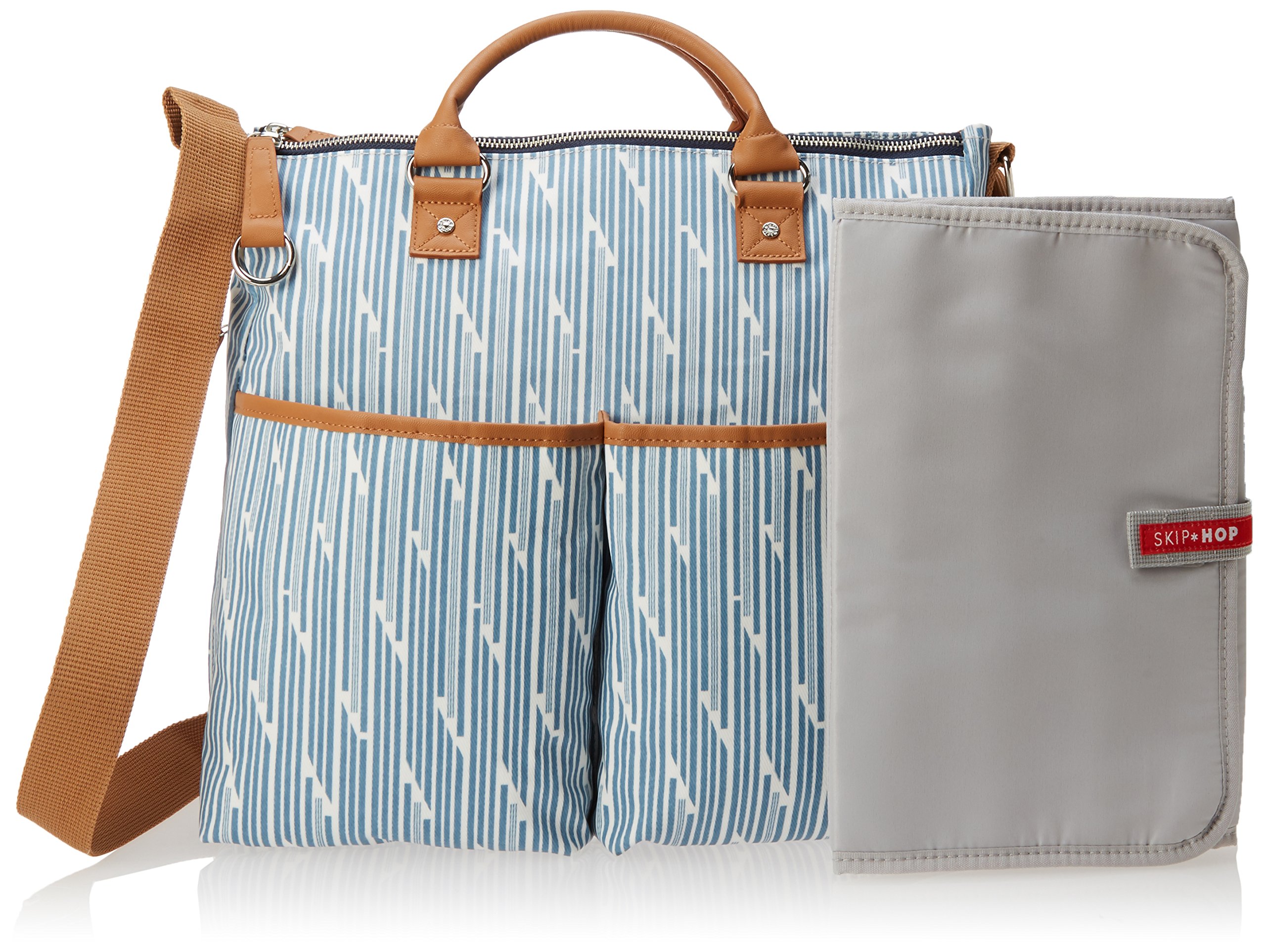 Skip Hop Duo Special Edition Carry All Travel Diaper Bag Tote with Multipockets, One Size, Blueprint Stripe