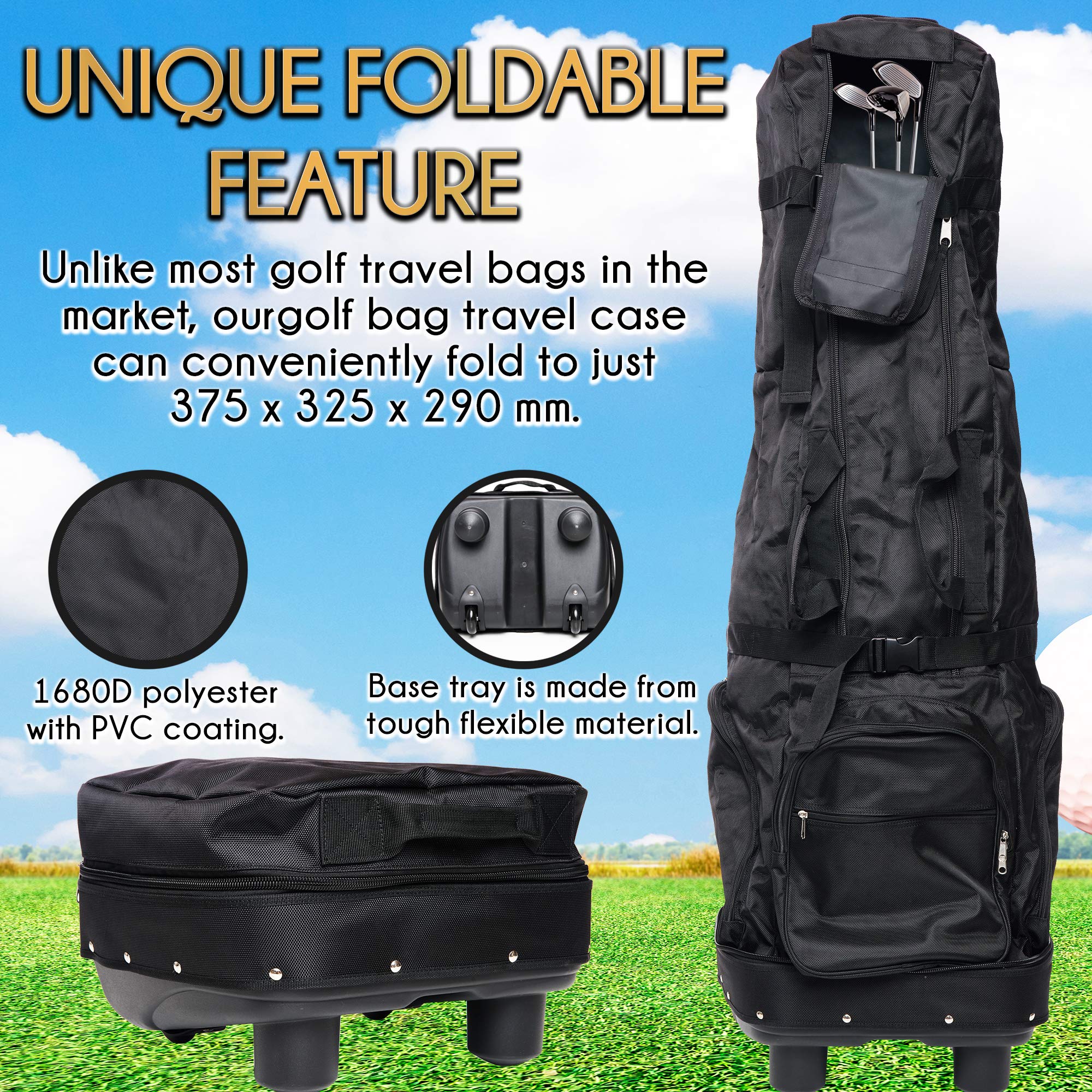 Travel Golf Bag by MTHERMAN | Easy Portability | Will Fold Up Into A Small and Lightweight Bundle When Not in Use | A Breeze to Use | Premium Quality Featuring A Weatherproof Design